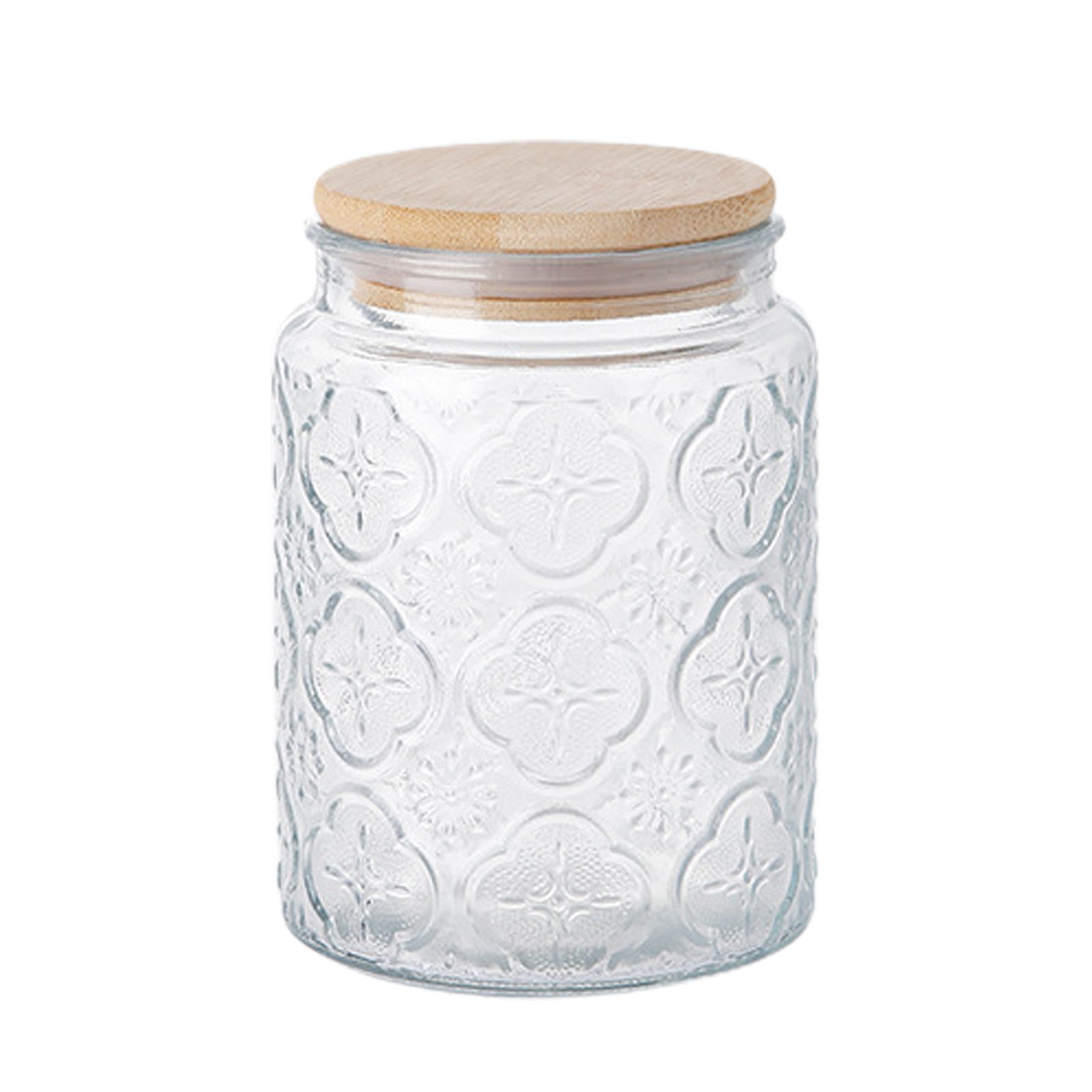 Airtight Kitchen Canisters with Wooden Lids, Embossed Design Retro ...