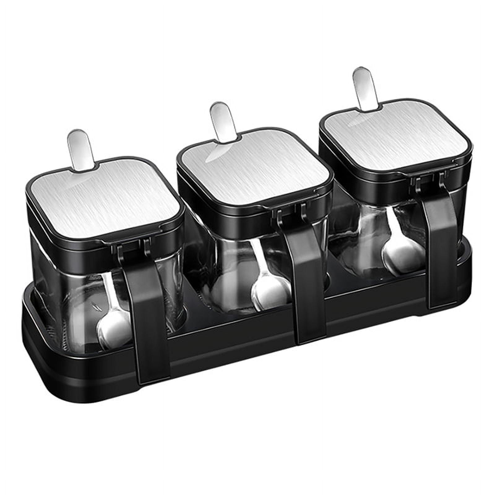 Glass Storage Jars Spice Containers Set with Stainless Steel Lids and ...