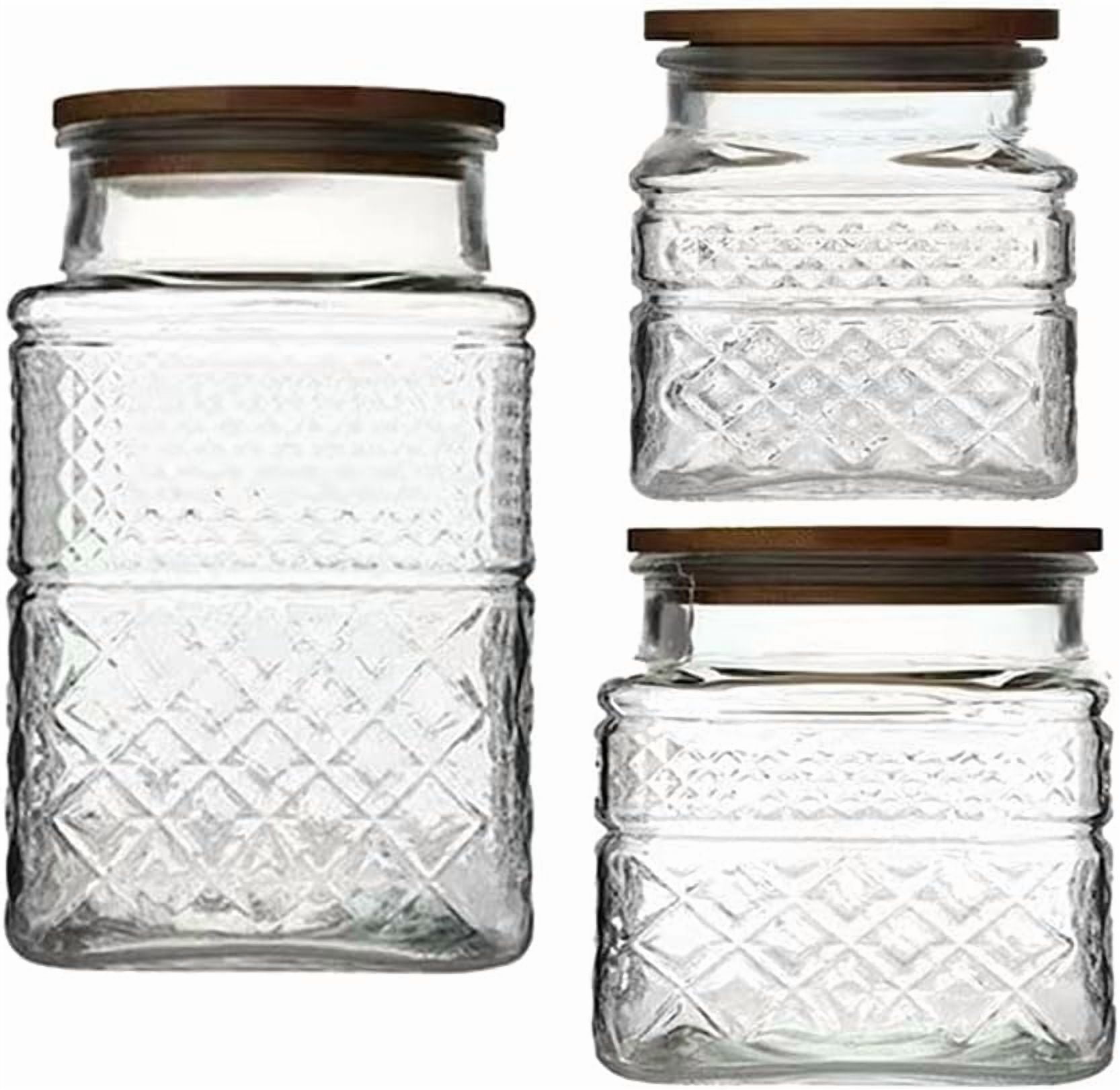 Glass Storage Jars Vintage Embossed Canisters Food Cereal Storage ...