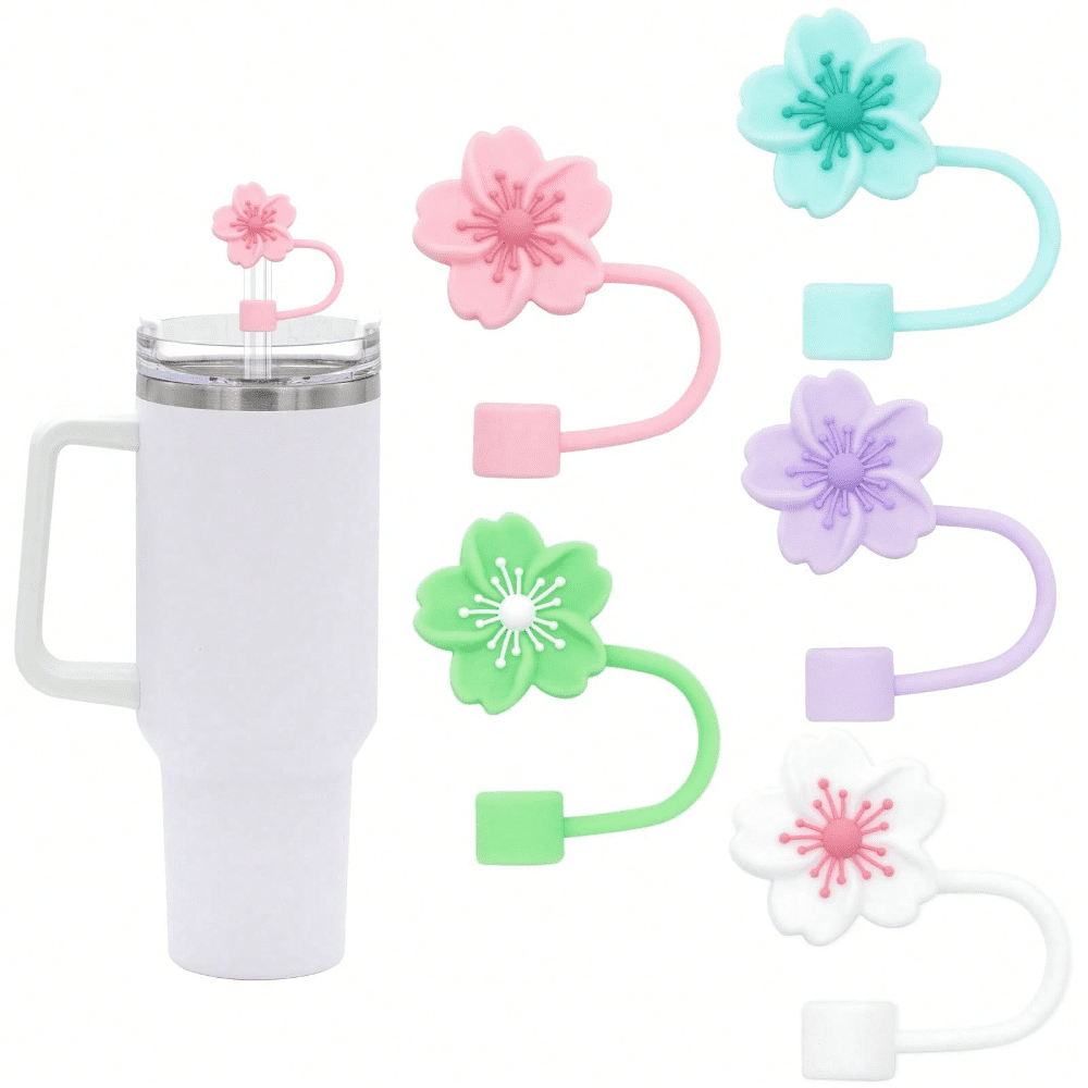 Glass Straw Lids, 5 Pack, For 30oz And 40oz Glasses, Cute Silicone Lids ...