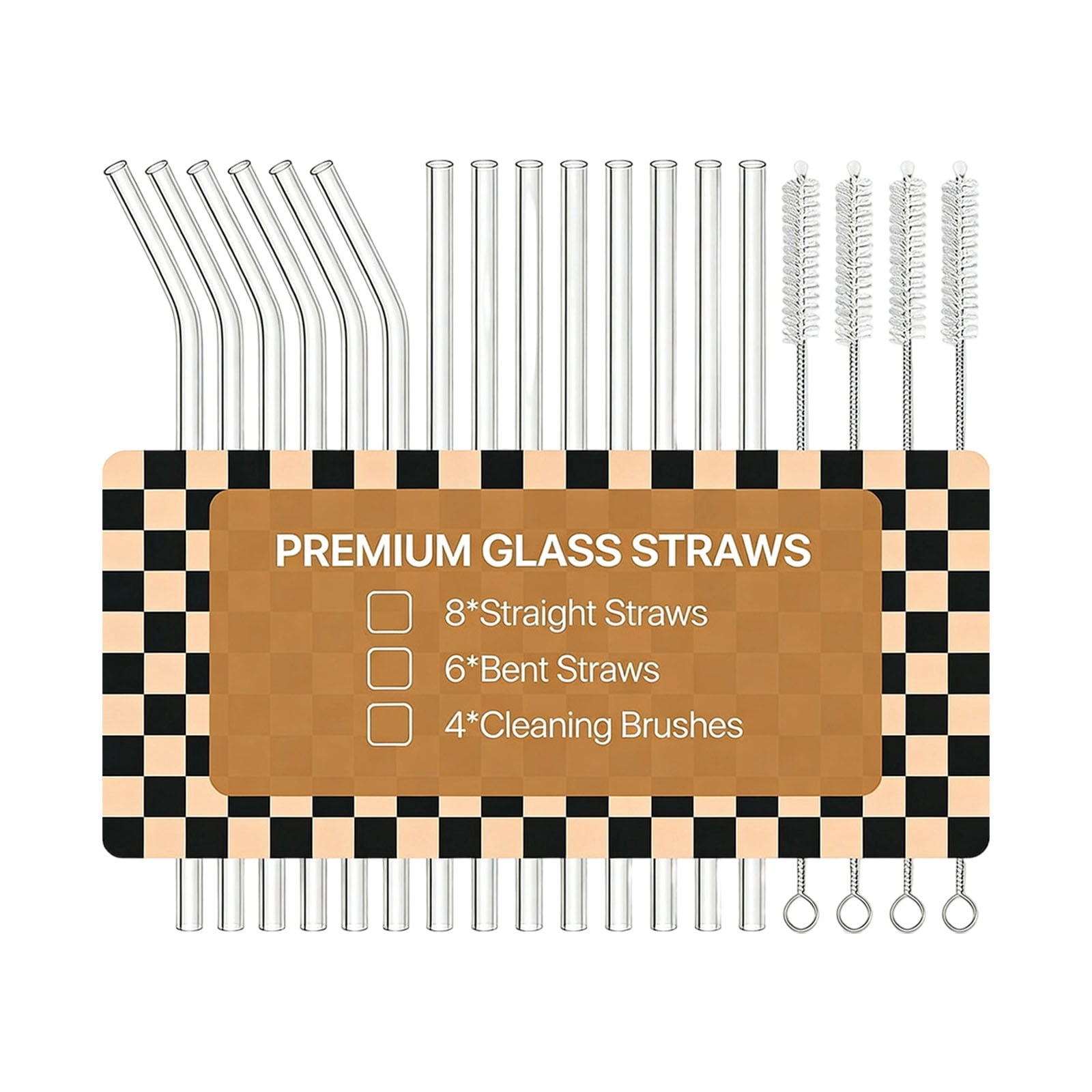 Glass Straws 12 Pack Reusable Drinking Straws With 4 Cleaning Brushes ...