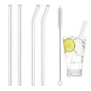 Glass Straw – 10pcs Mixed Color Bent Glass Straw Set, 8'' Reusable ...