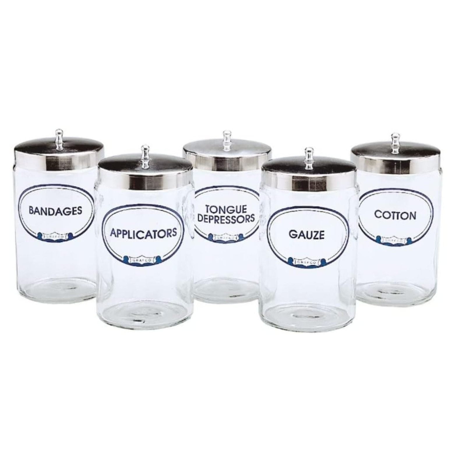 Glass Sundry Jars with Lids (Set of 5 Flint Glass Jars with Covers ...