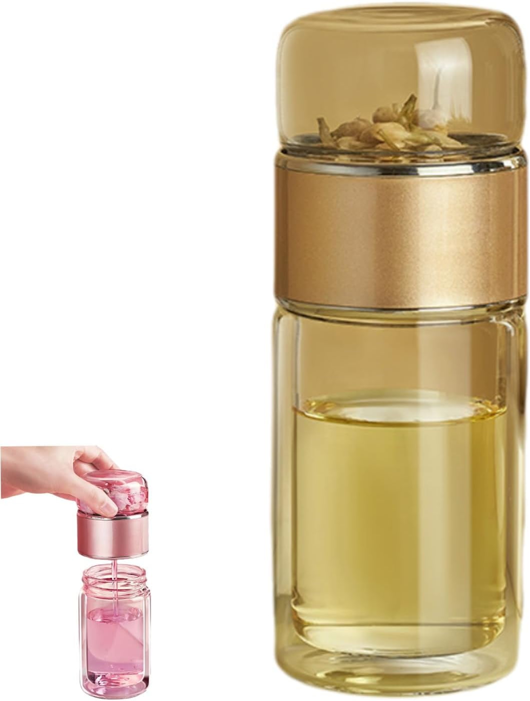 Glass Tea Infuser 3-in-1 Smart Tea Infuser, Portable Leak-Proof Glass ...