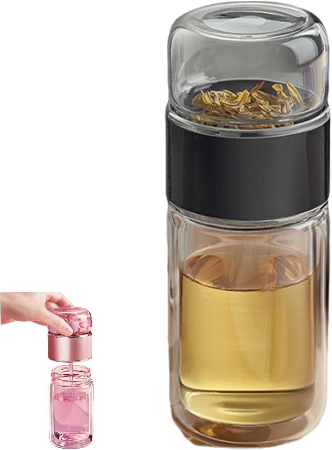 Glass Tea Infuser 3-in-1 Smart Tea Infuser, Portable Leak-Proof Glass ...
