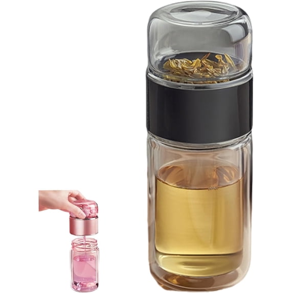 Glass Tea Infuser 3-in-1 Smart Tea Infuser, Portable Leak-Proof Glass ...