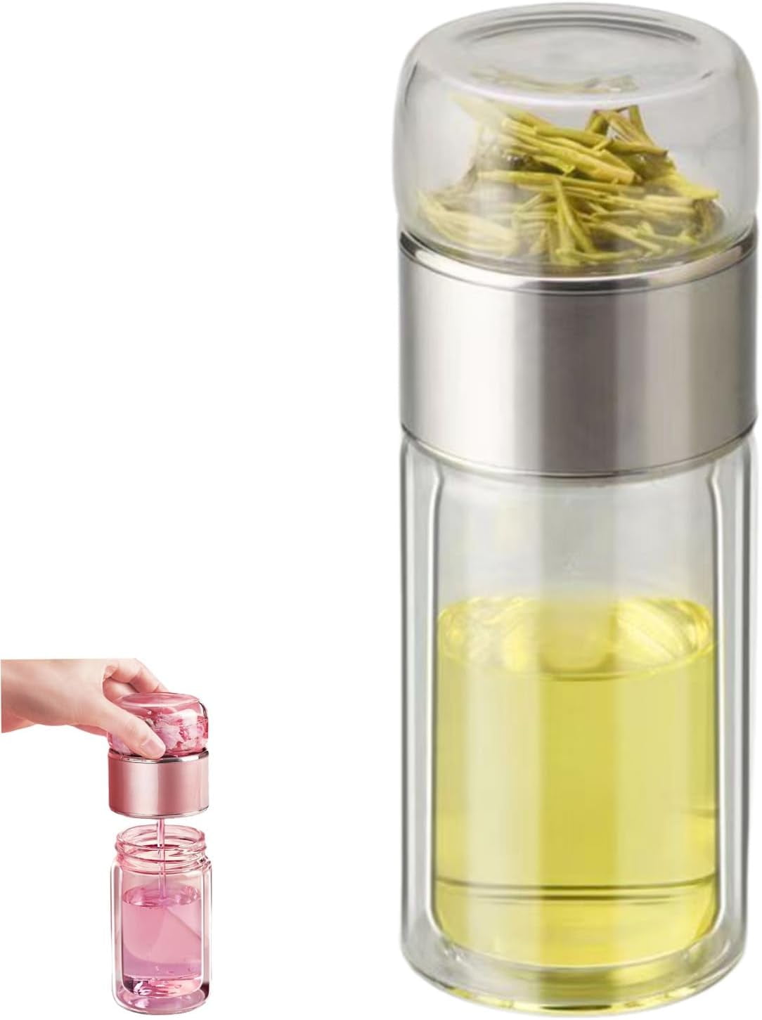 Glass Tea Infuser 3-in-1 Smart Tea Infuser, Portable Leak-Proof Glass ...