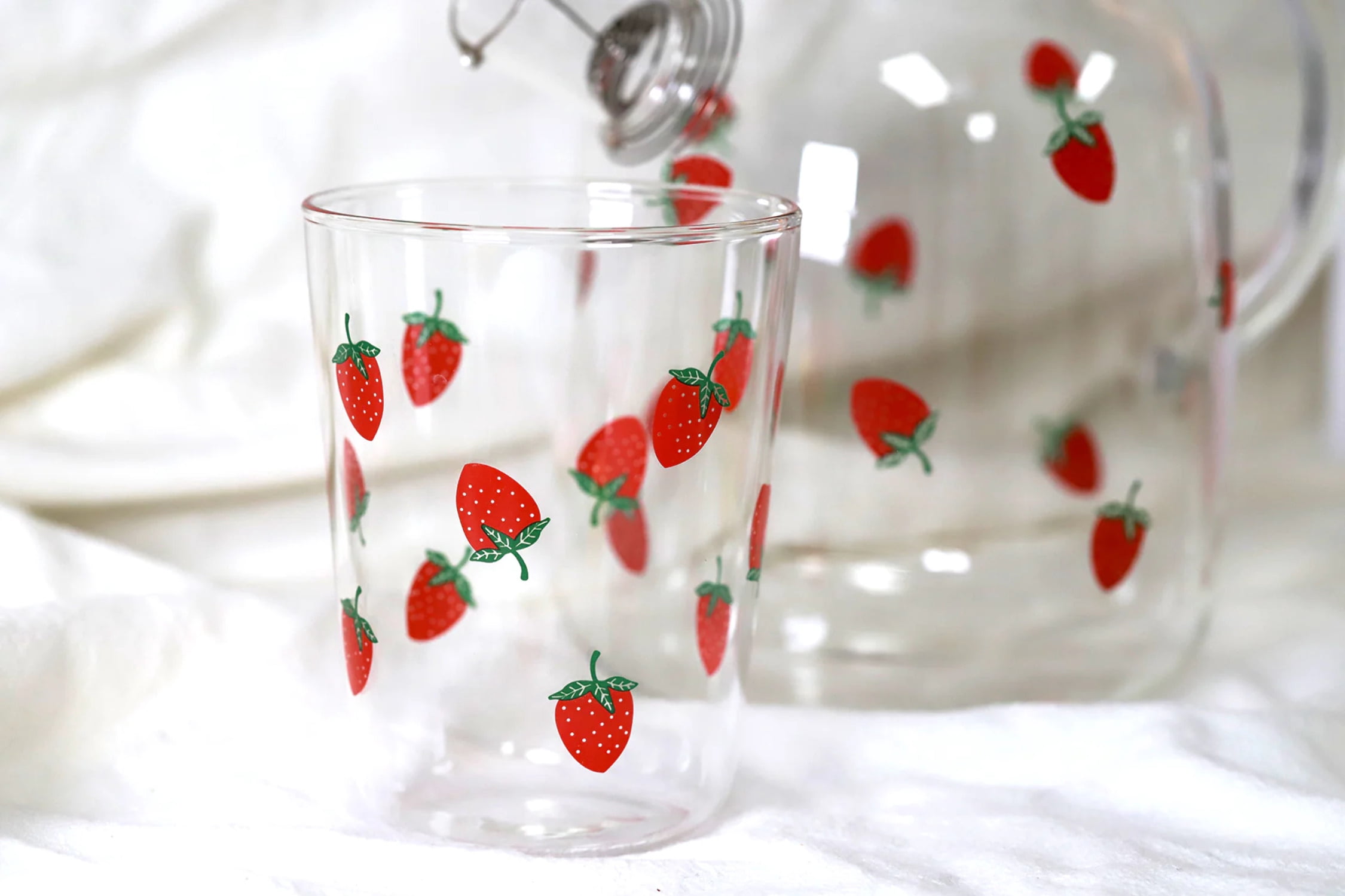 Glass Tea Kettle Strawberry Cute Design Glass Teapot Glass Pitcher ...