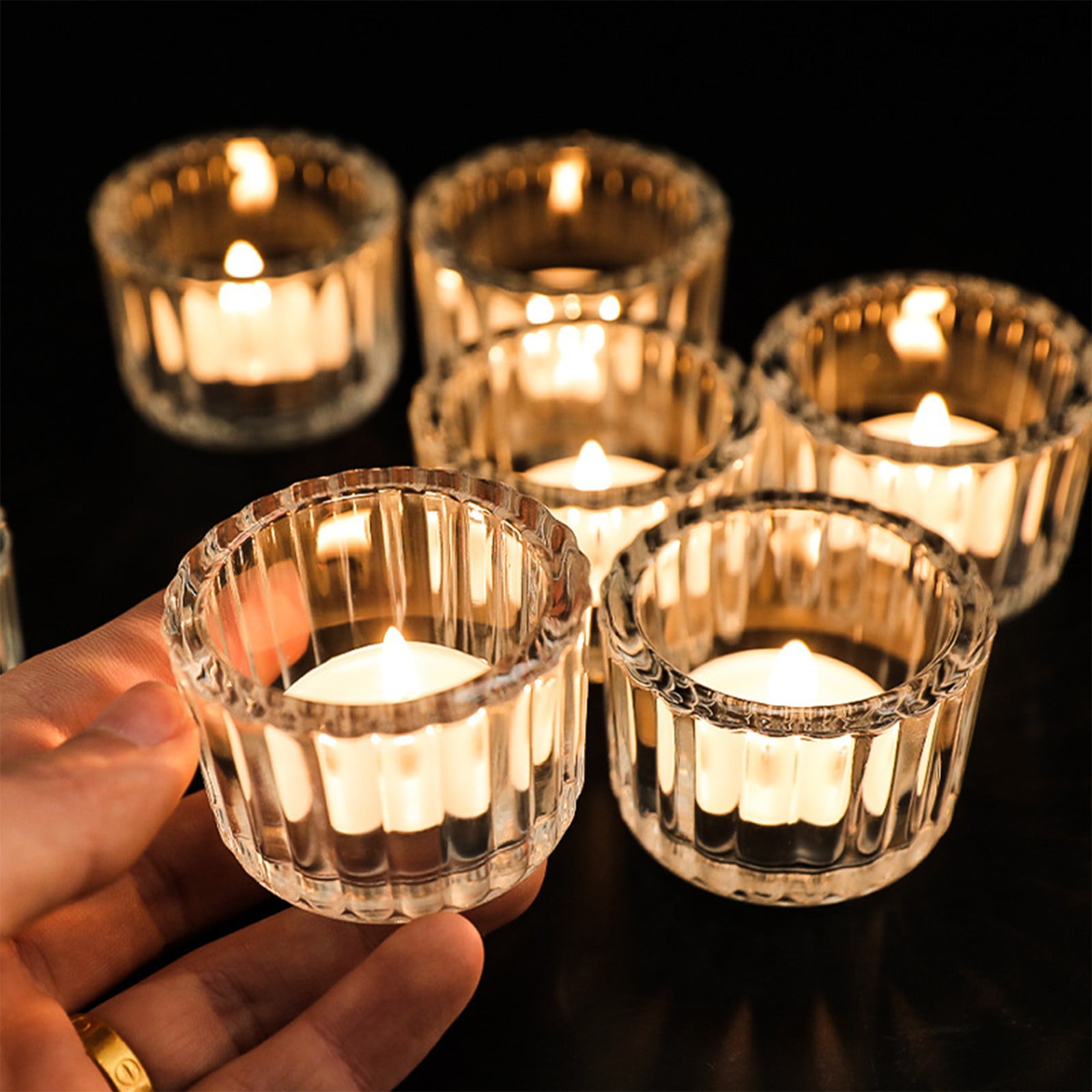 Glass Tea Light Candle Holders - Romantic Shadow Effect, Aesthetic ...