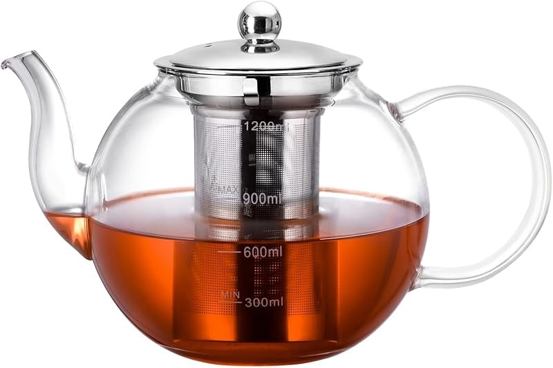 Glass Teapot, 1200ml (40oz) Tea Pot with Infuser for Loose Tea and ...