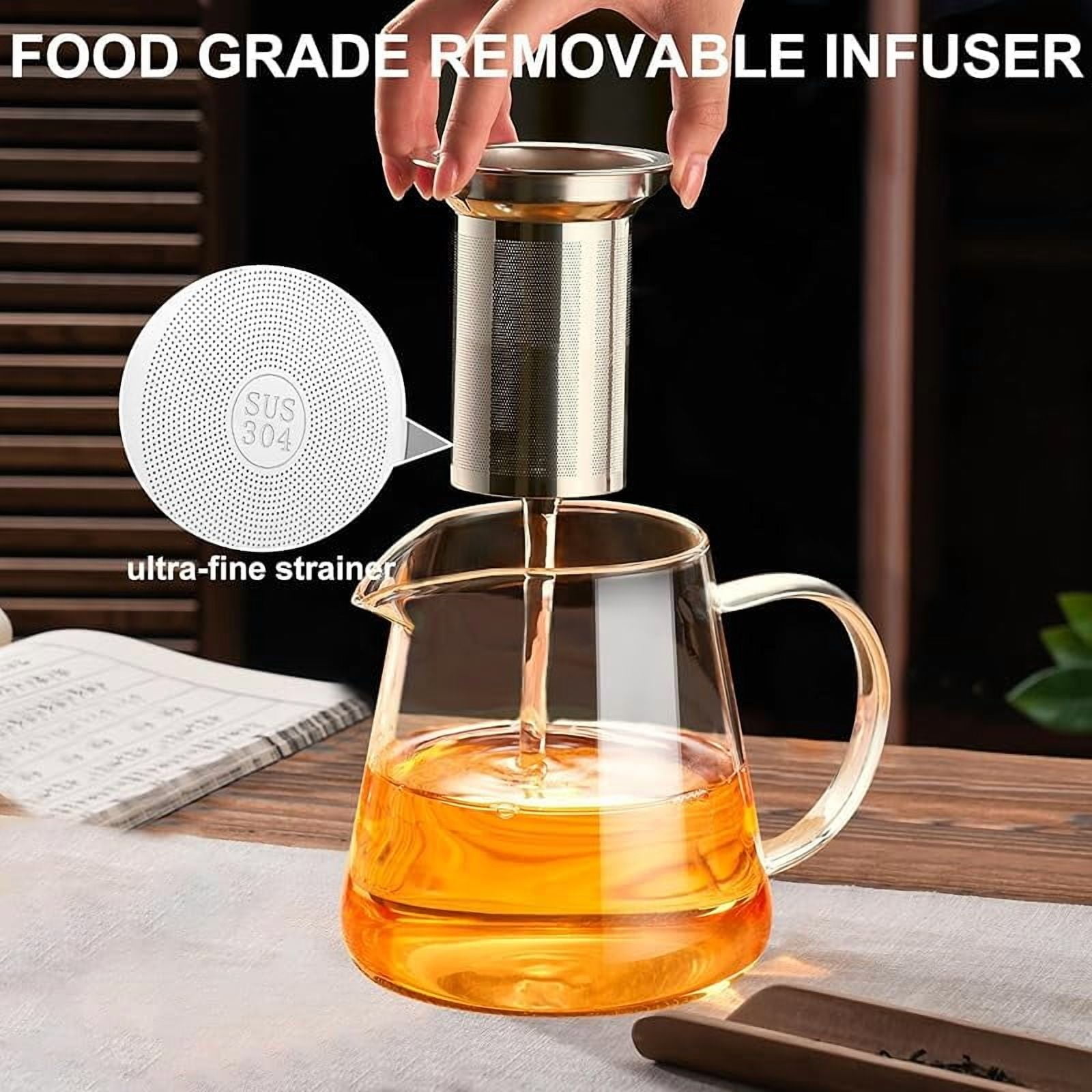 Glass Teapot 18.6oz/550ml, Tea Pot with Removable Infusers for Loose ...