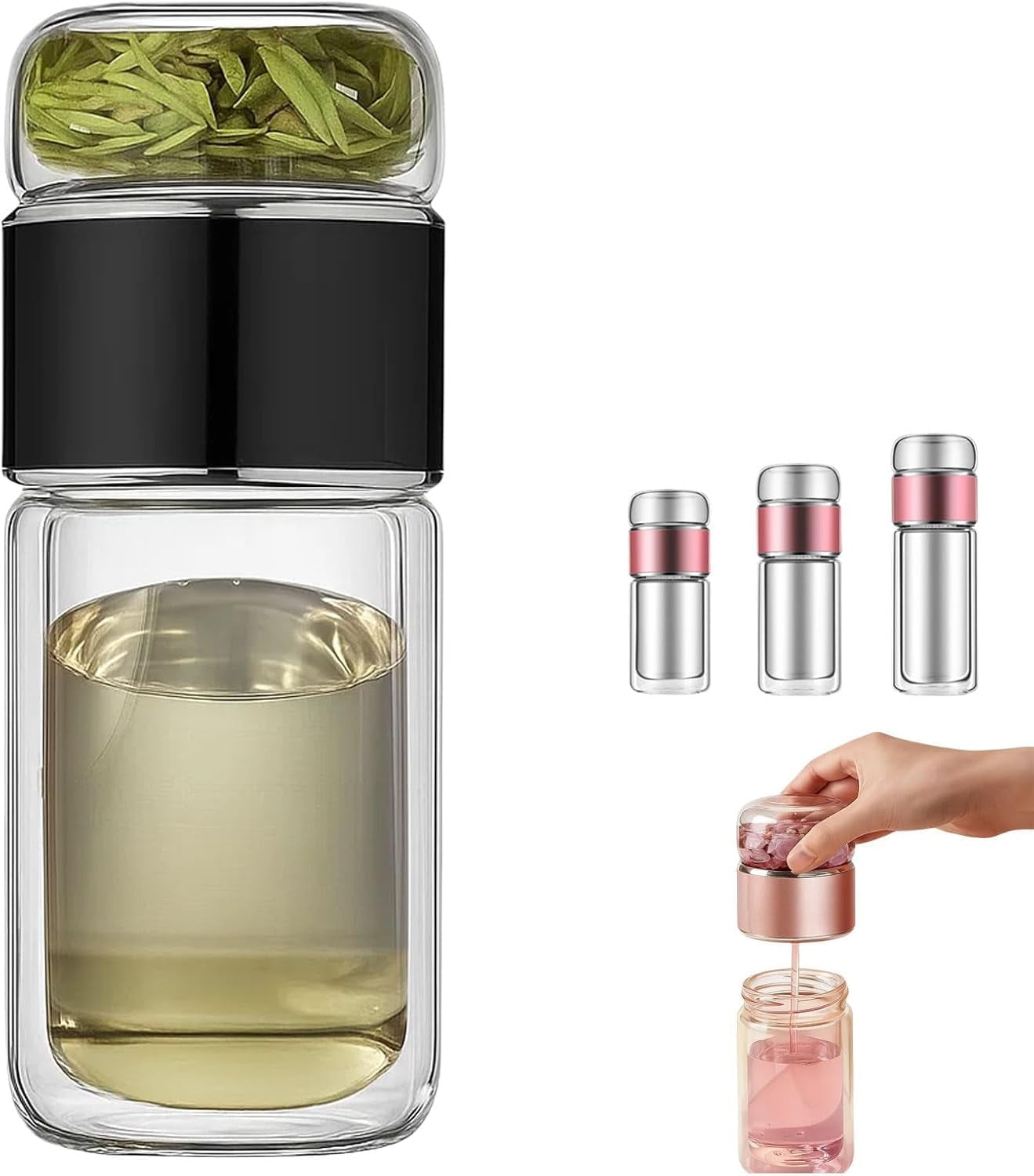 Glass Teapot – 3-in-1 Smart Tea Infuser with Double-Layer Filtration ...