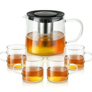 Clear Heat Resistant Glass Teapot w/Stainless Steel Strainer Filter ...