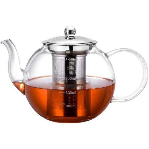 Glass Teapot, 40oz/1200ml Tea Pot with Removable Stainless Steel ...
