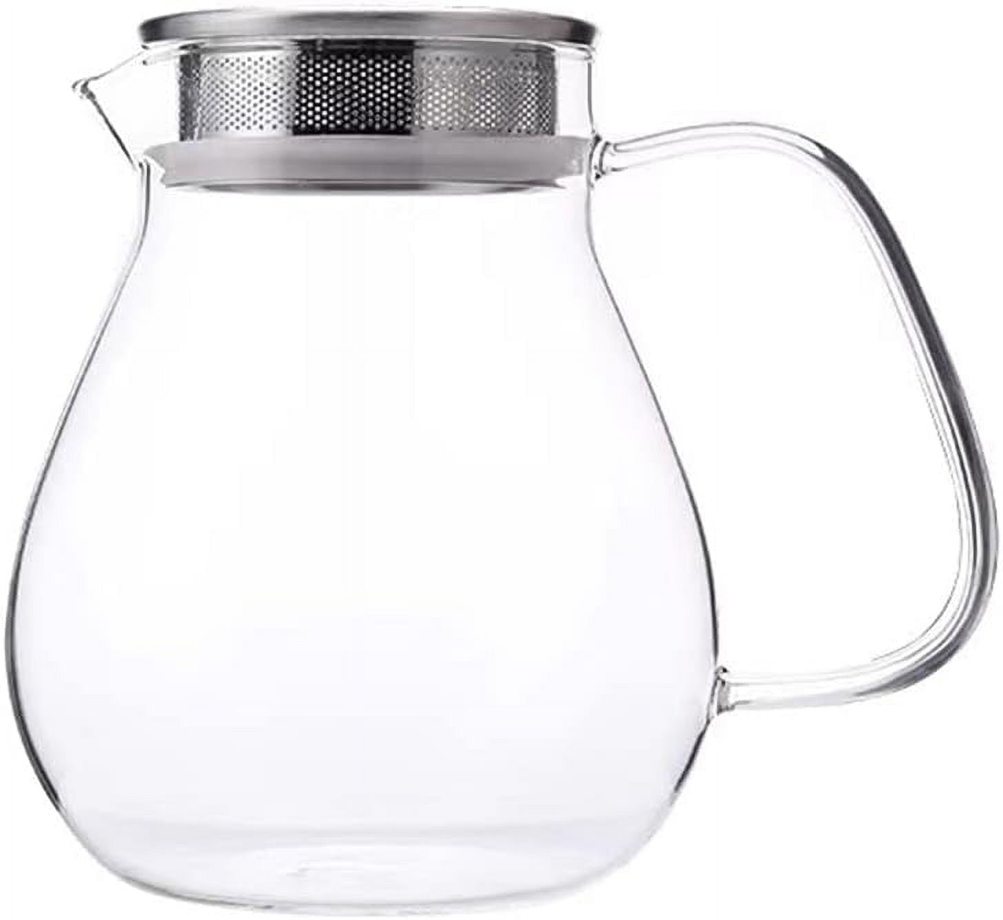 Glass Teapot with Removable Stainless Steel Filter Lid Stovetop ...
