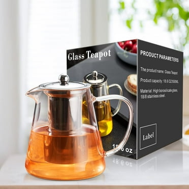1500 ml Glass Teapot, Kvago Teapot with Strainer Insert, Heat Resistant ...