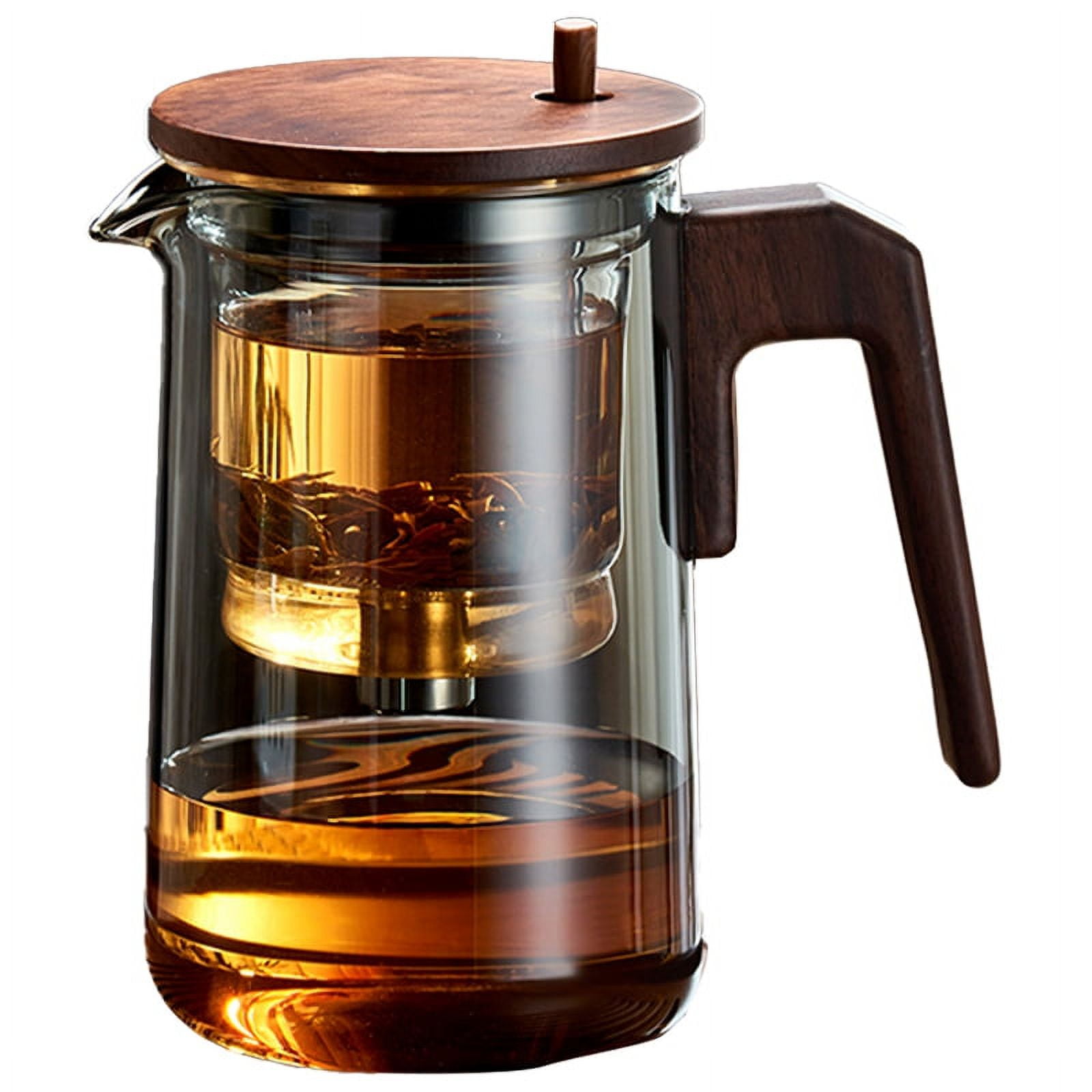 Glass Teapot with Wood Handle Heated One-Button Filtering Transparent ...