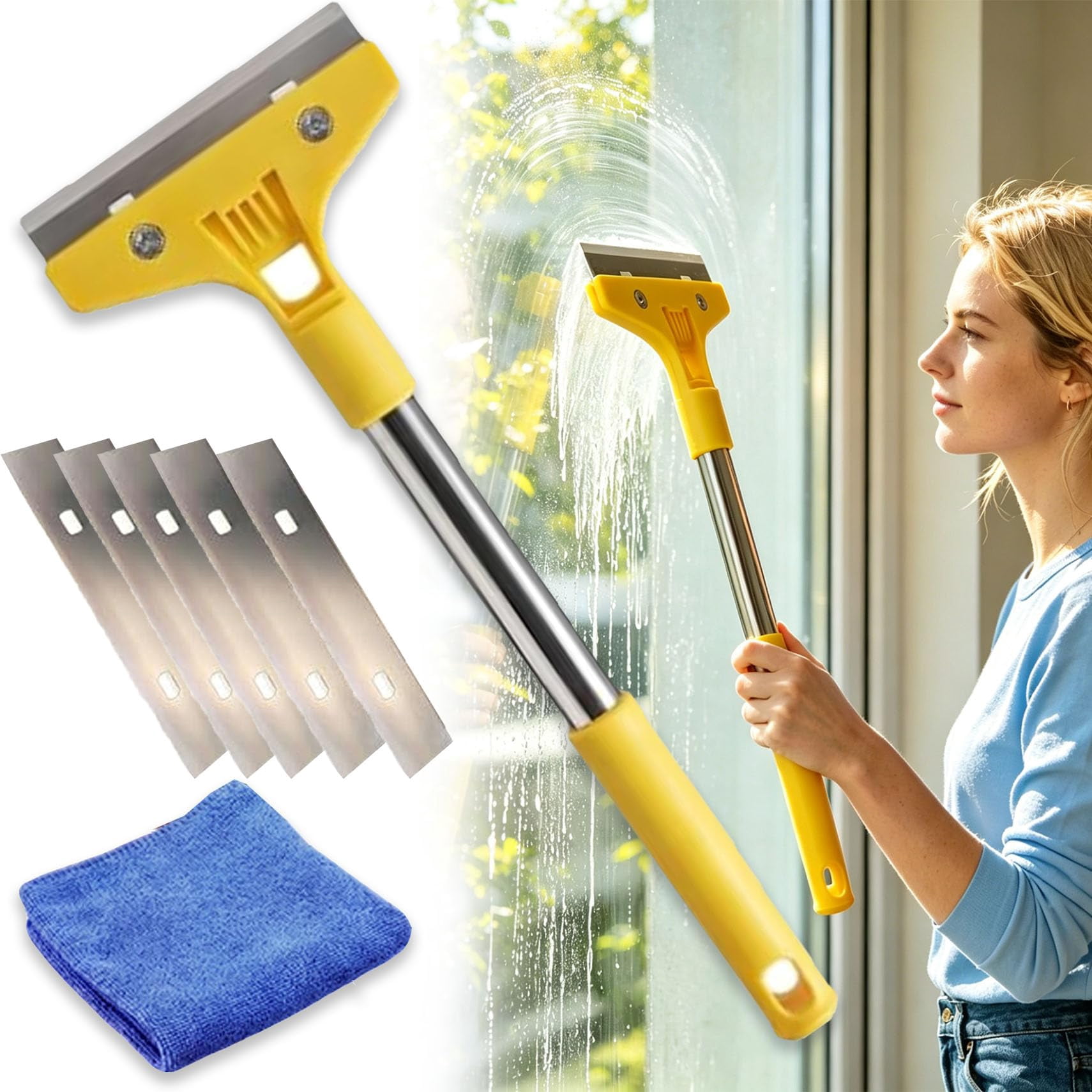 Glass Tile Adhesive Remover Shovel - Detachable Wide Blade Long-Handled ...
