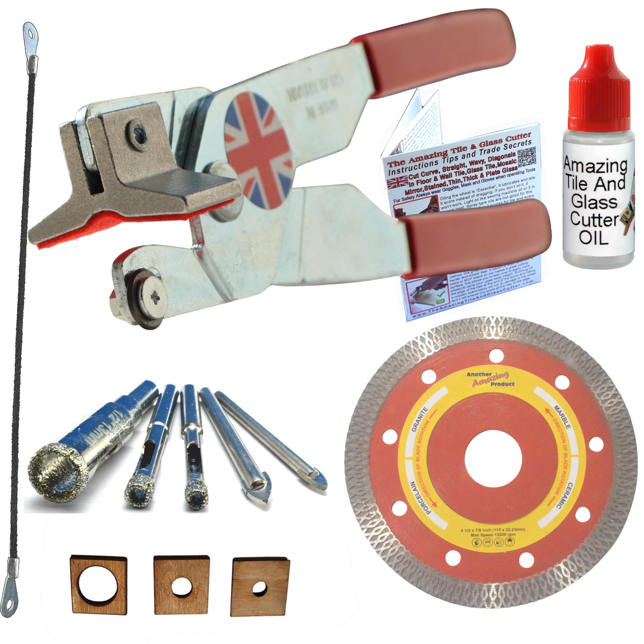 Glass and Tile Cutter Kit 2 Ceramic Tile Cutter 4 1/2 in Thin Diamond ...