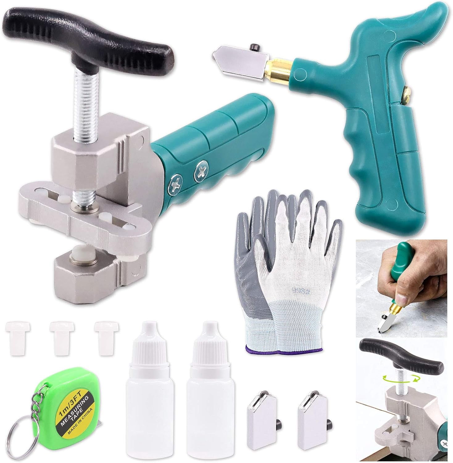 Glass Tile Cutter Tool Kit, Glass Breaking Pliers, Tile Cutter Hand Tools Set with 6mm Alloy ...