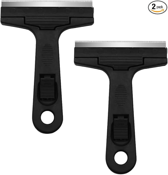 Glass Tile Scraper with Grip,2PCS Razor Blade Scraper for Window Floor ...