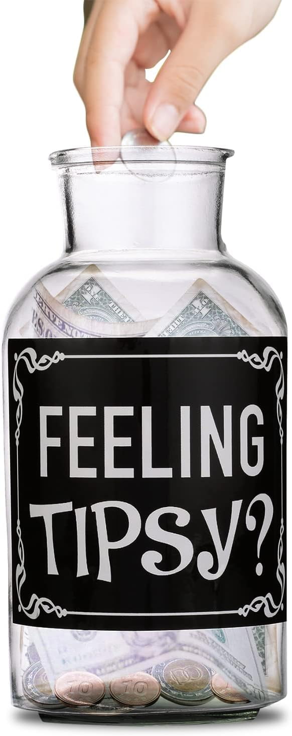 Glass Tips Jar for Money, Tip Box For Bartender, Bars, Money Container ...