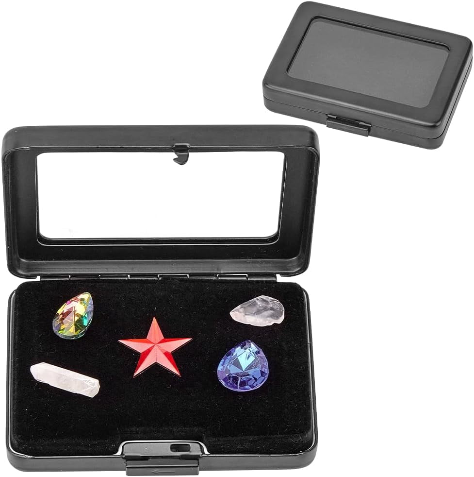 Glass Top Jewelry Box Alloy Rectangle Loose Diamond Gemstone Display Box Case Holder Show ...