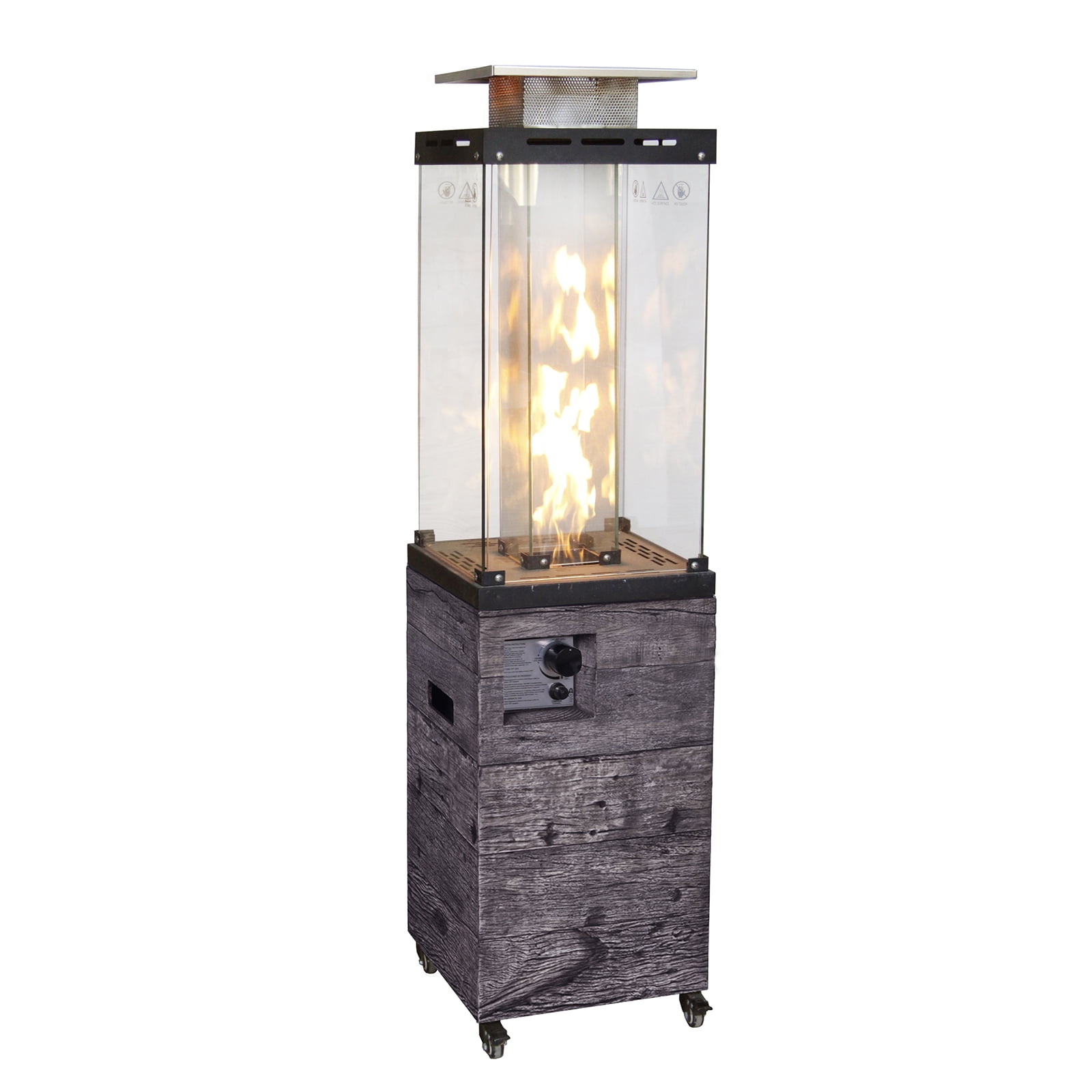 Glass Top + Terrafab Base Fire Heater Internal Gas Tank KD Column ...