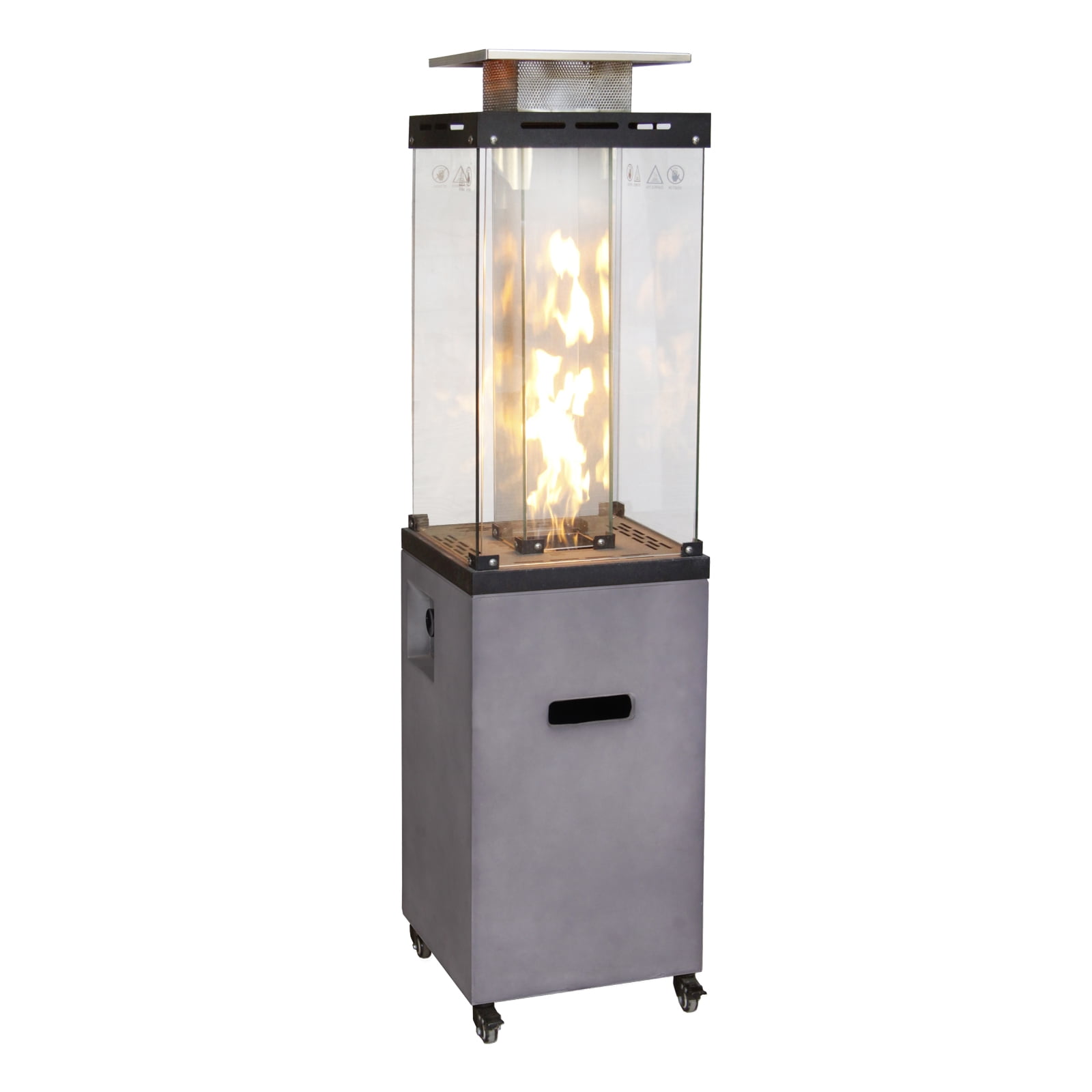 Glass Top + Terrafab Base Fire Heater Internal Gas Tank KD Column ...