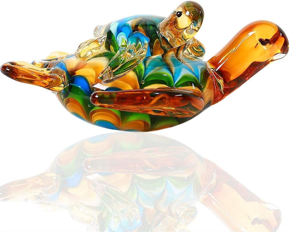 Glass Tortoise Sculpture Hand Blown Glass Sea Turtle Figurines Ornament ...