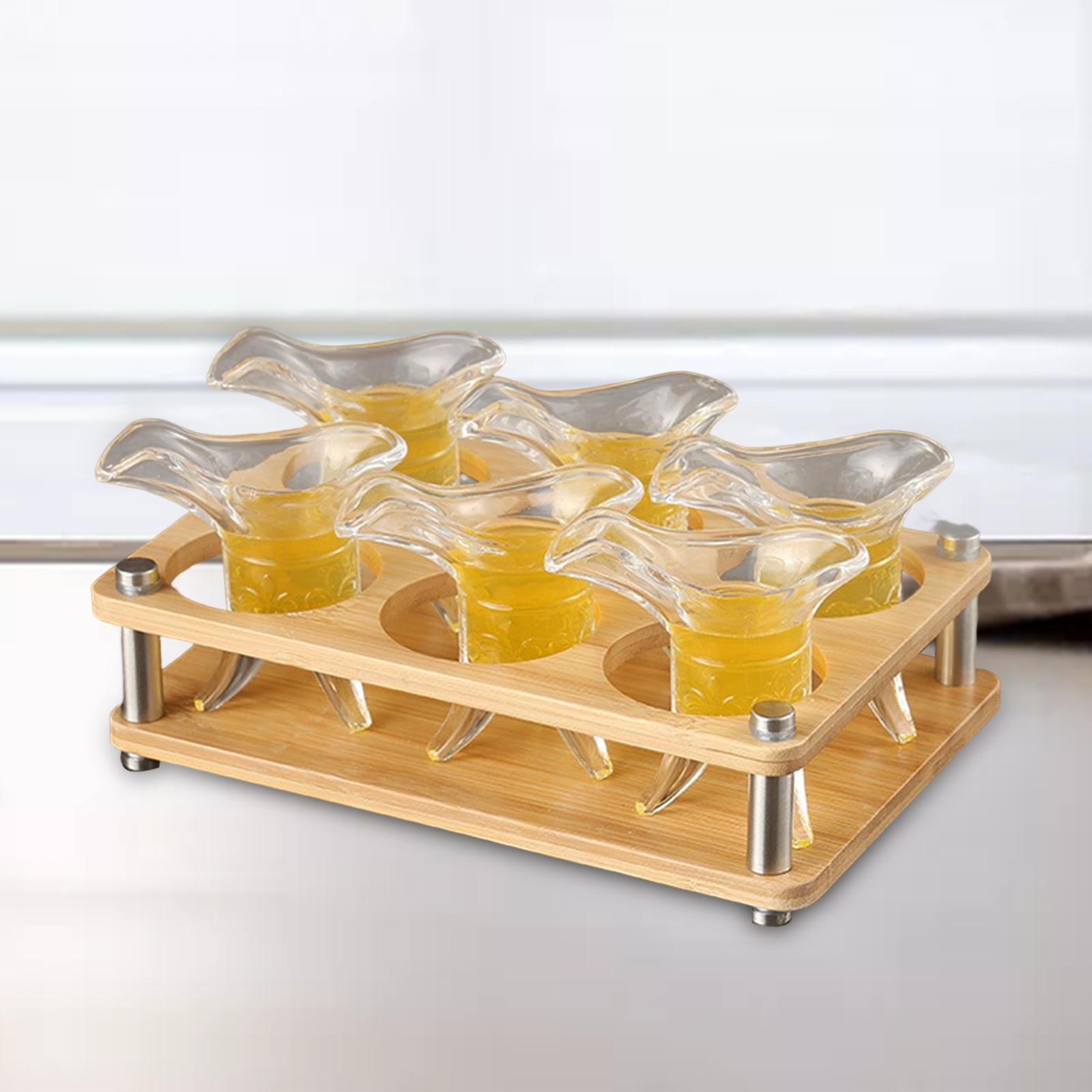 Glass Tray Holder Wooden Serving Tray Durable Mug Organizer Portable ...