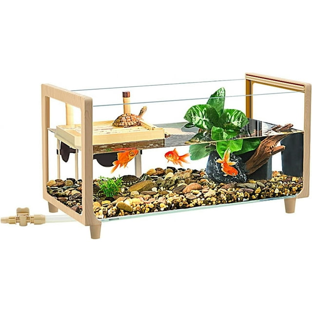 Glass Turtle Aquarium Kit, 20"x9.5" x10" Turtle Aquarium with Turtle ...