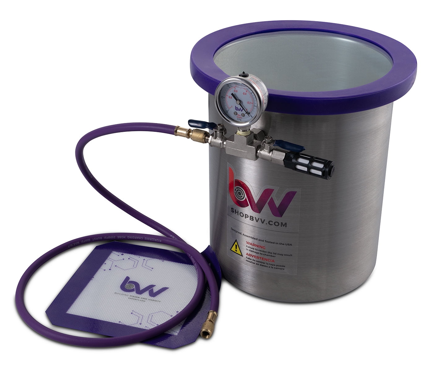 Glass Vac BVV 3 Gallon Stainless Steel Vacuum Chamber with Glass Lid ...