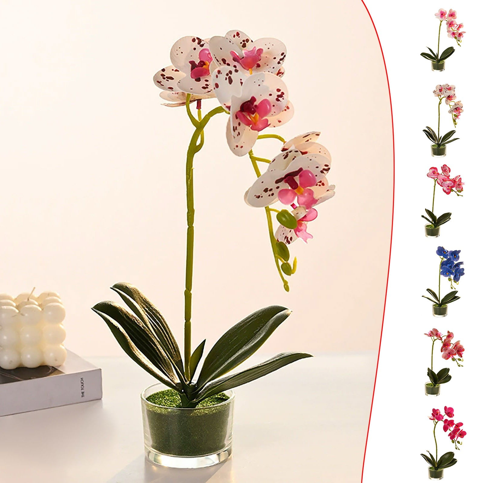 Glass Vase with Artificial Phalaenopsis Orchid, Elegant Table ...
