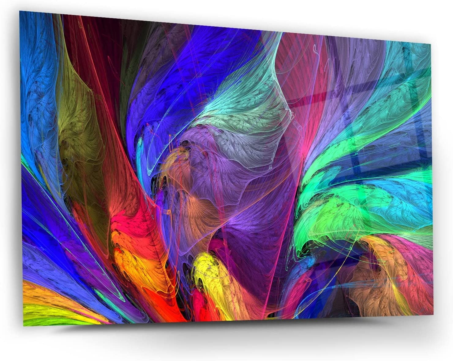 Glass Wall Art Colourful Waves Themed Wall Decor Home Living Room ...