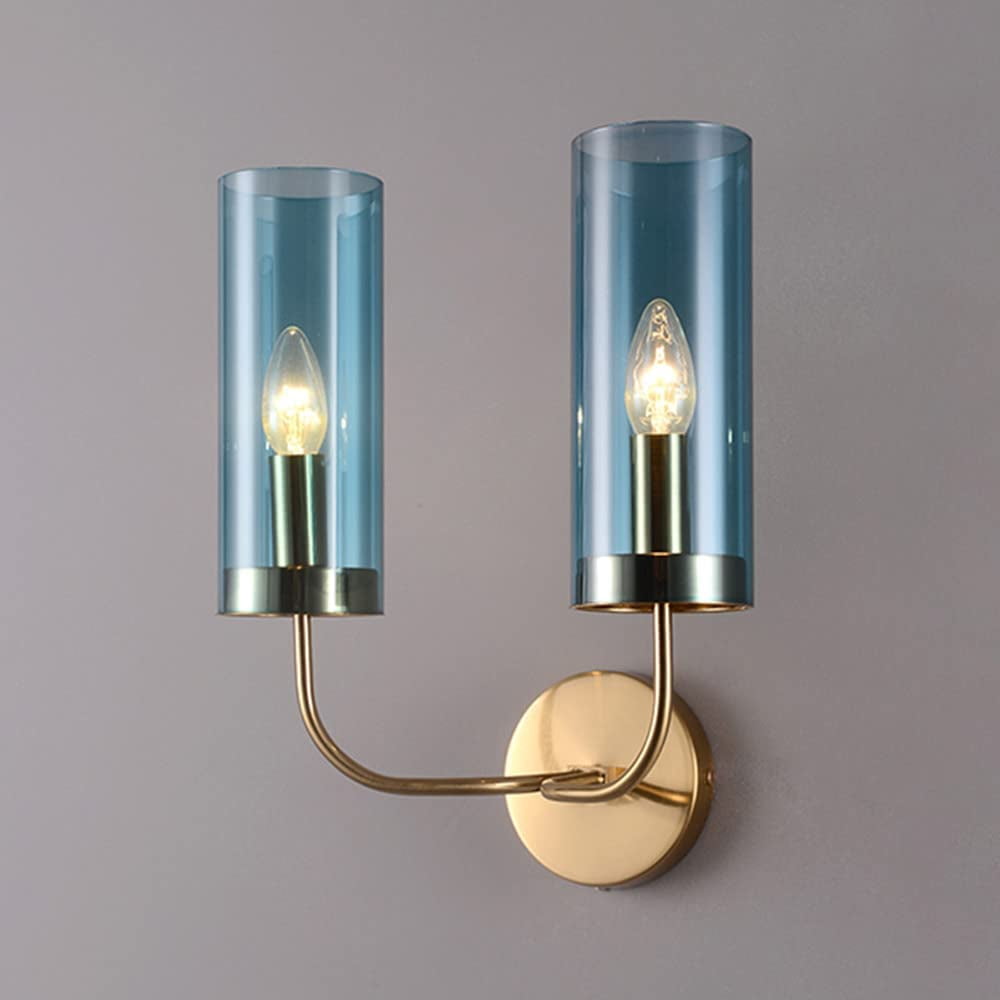 Glass Wall Sconce Dual Head Gold Wall Light, Modern Double Heads Indoor ...