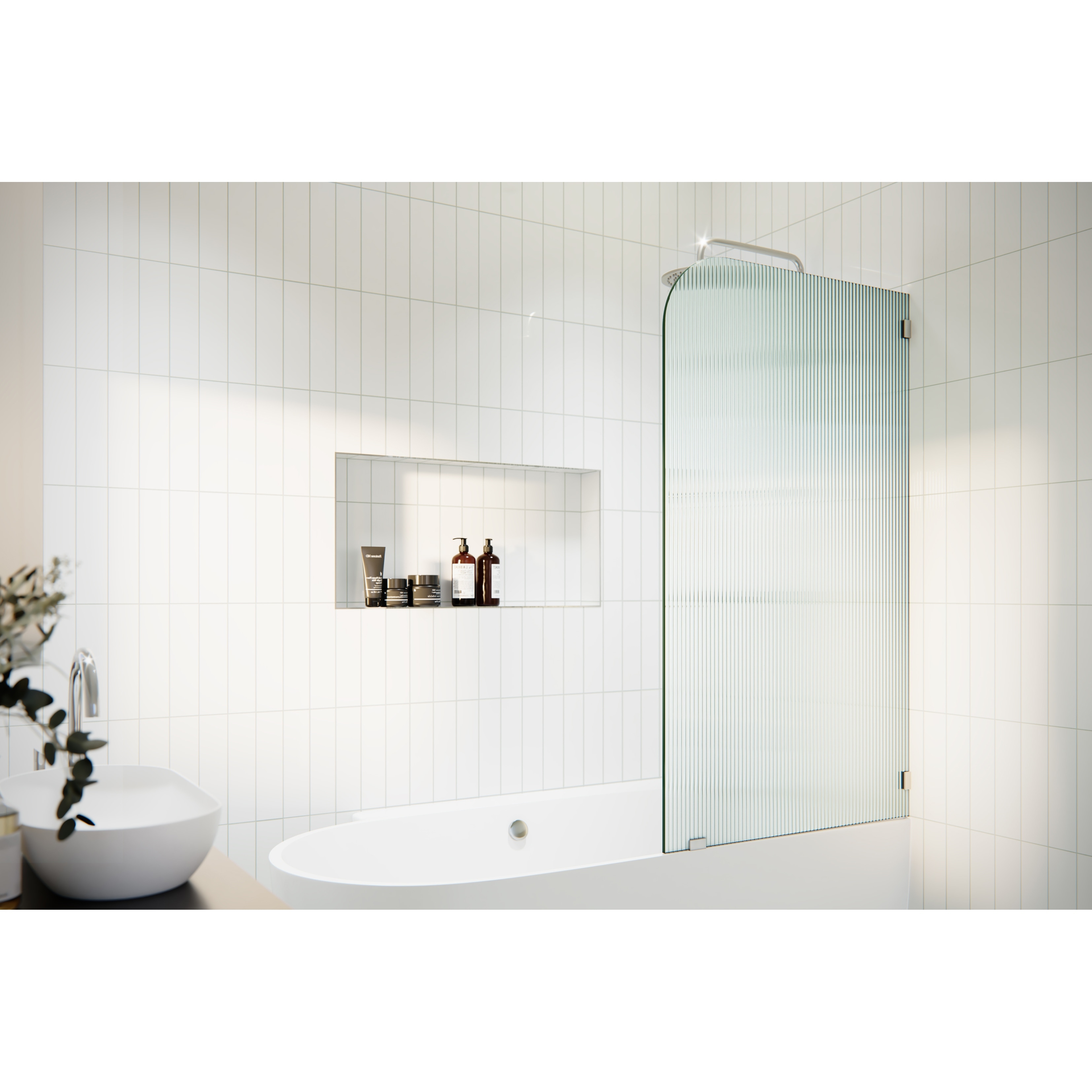 Glass Warehouse Aurora 58.25" x 34" Frameless Bath Shower Door - Single ...