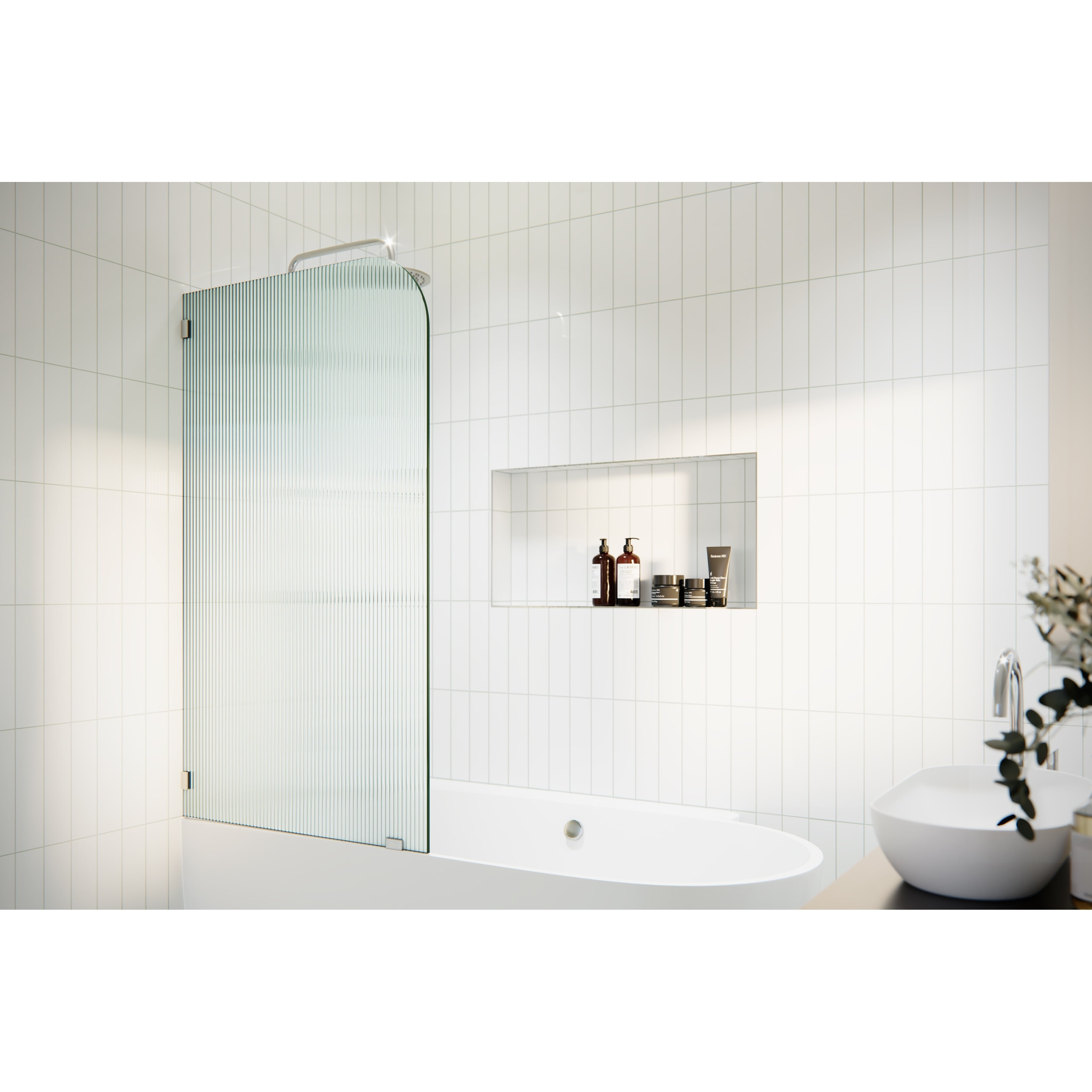 Glass Warehouse Aurora 58.25 in. x 30 in. Frameless Bath Shower Door ...