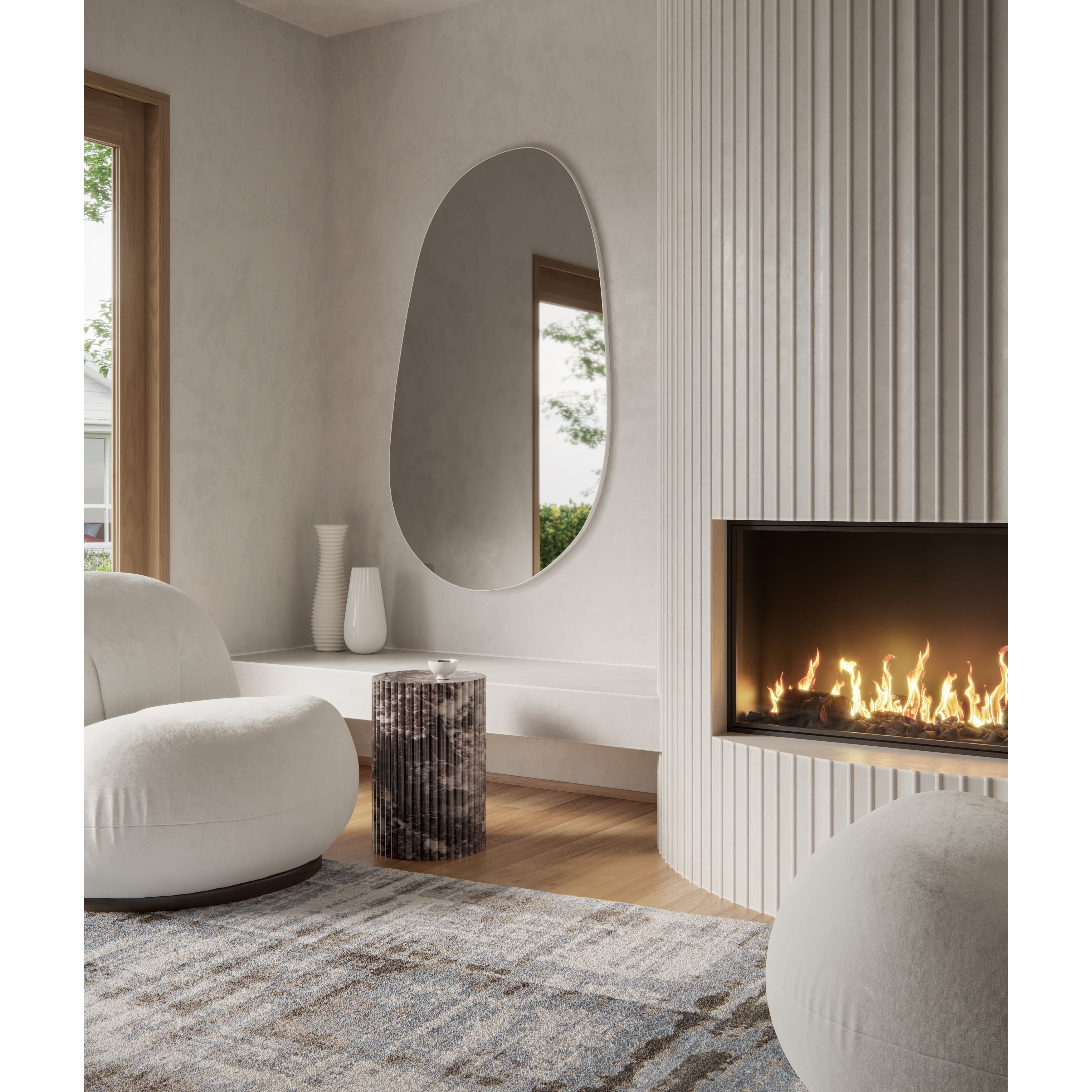 Glass Warehouse Starla 36 in. x 59 in. Pebble Mirror White - Walmart.com