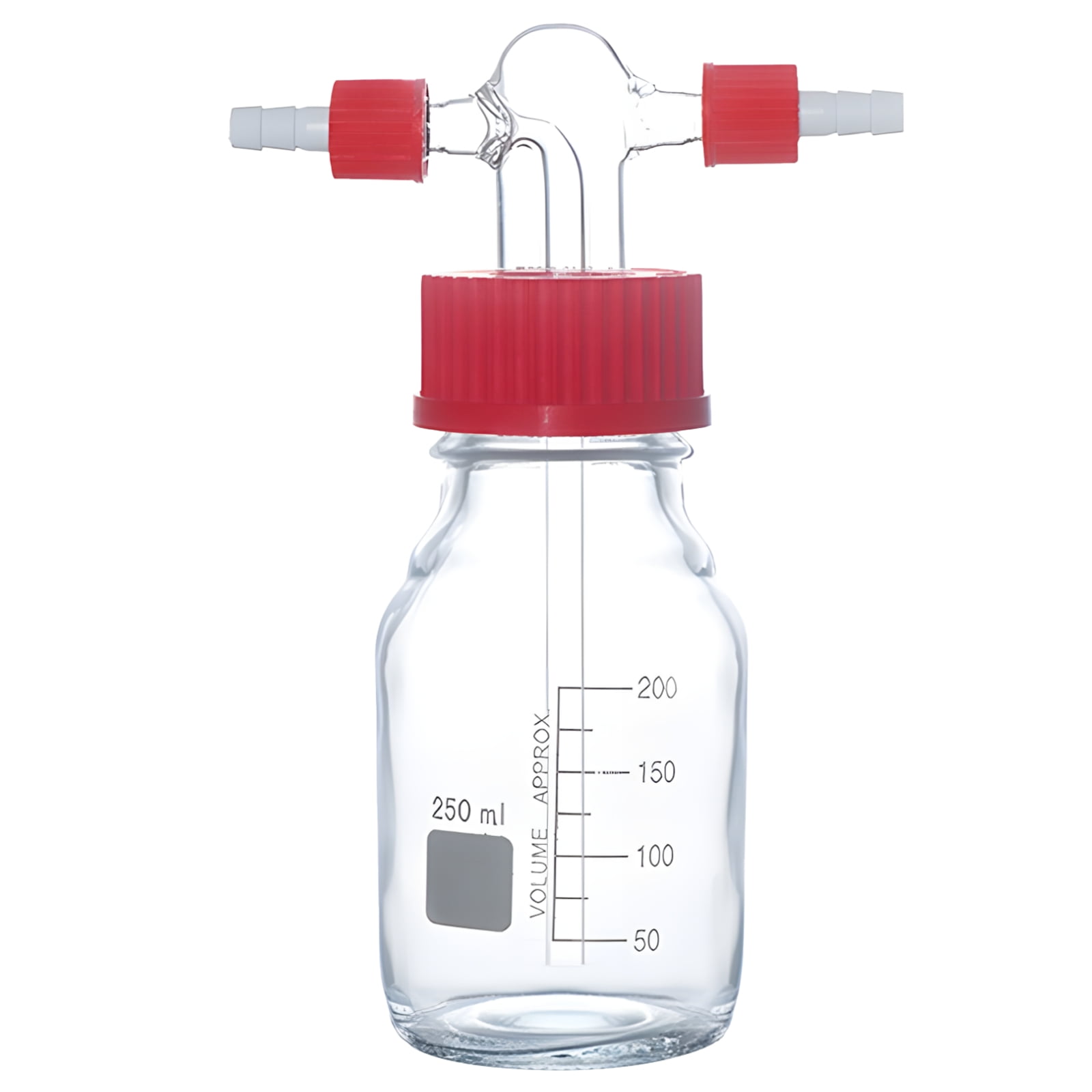 Glass Wash Bottle with Red PP Cap, 8.45 oz (250ml) Lab Pressure Bottle ...