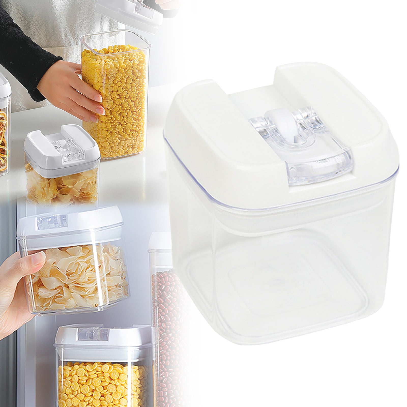 Glass Water Bottle,Airtight Food Storage Containers 1.5L Lids Keep Dry ...