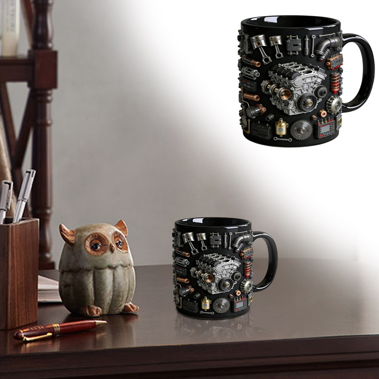 Glass Water Bottle,Personalized Car Engine Disassembly Cup 2D Printing ...