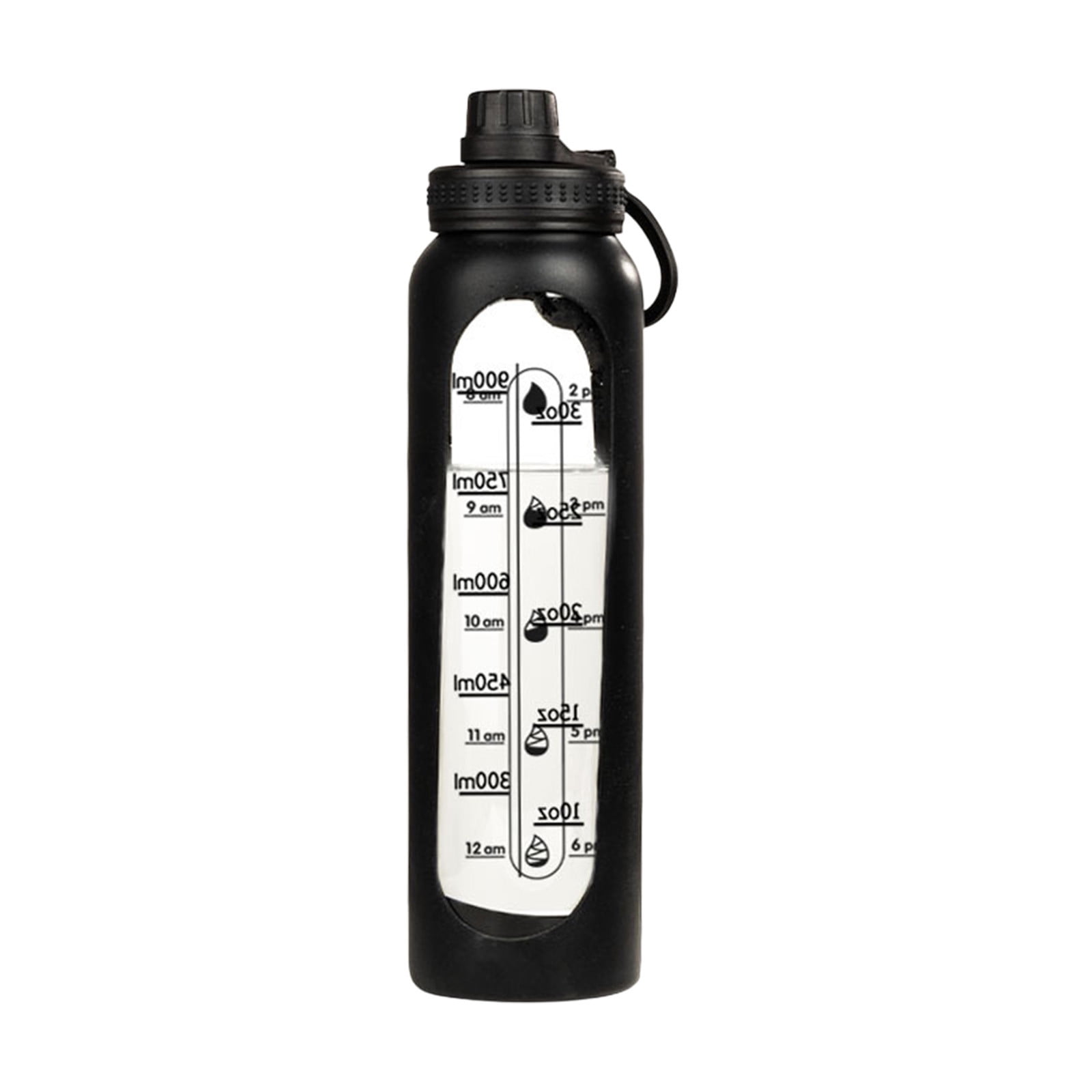 Glass Water Bottle with Straw Lid - Wide Mouth Borosilicate Glass Water ...