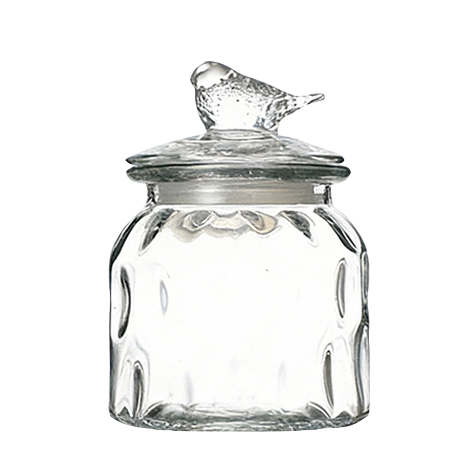 Glass Water Droplet Patterned Jar, Bird-Shaped Lid Airtight Storage ...