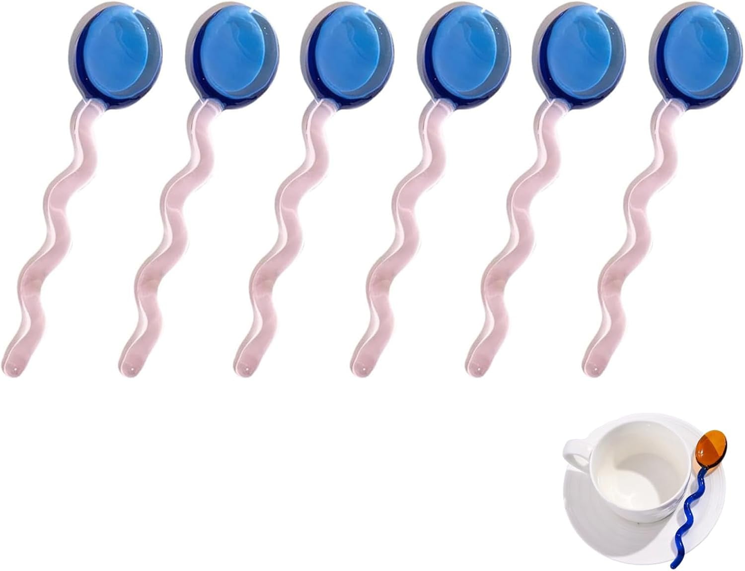 Glass Wavy Spoon, Creative Colorful Glass Dessert Spoons Colored ...