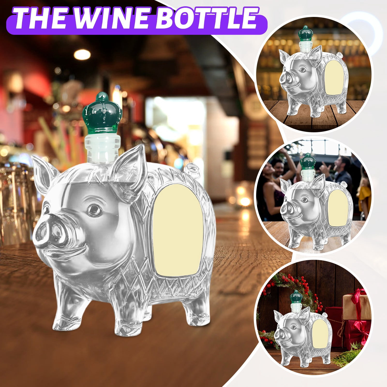 Glass Whiskey Bottle Pig Giant Unique Beer Mug 3D Whiskey Decanter ...