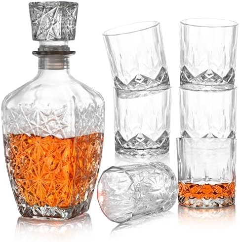 Glass Whiskey Decanter Set - Liquor Decanter Kit for Alcohol, Whiskey ...