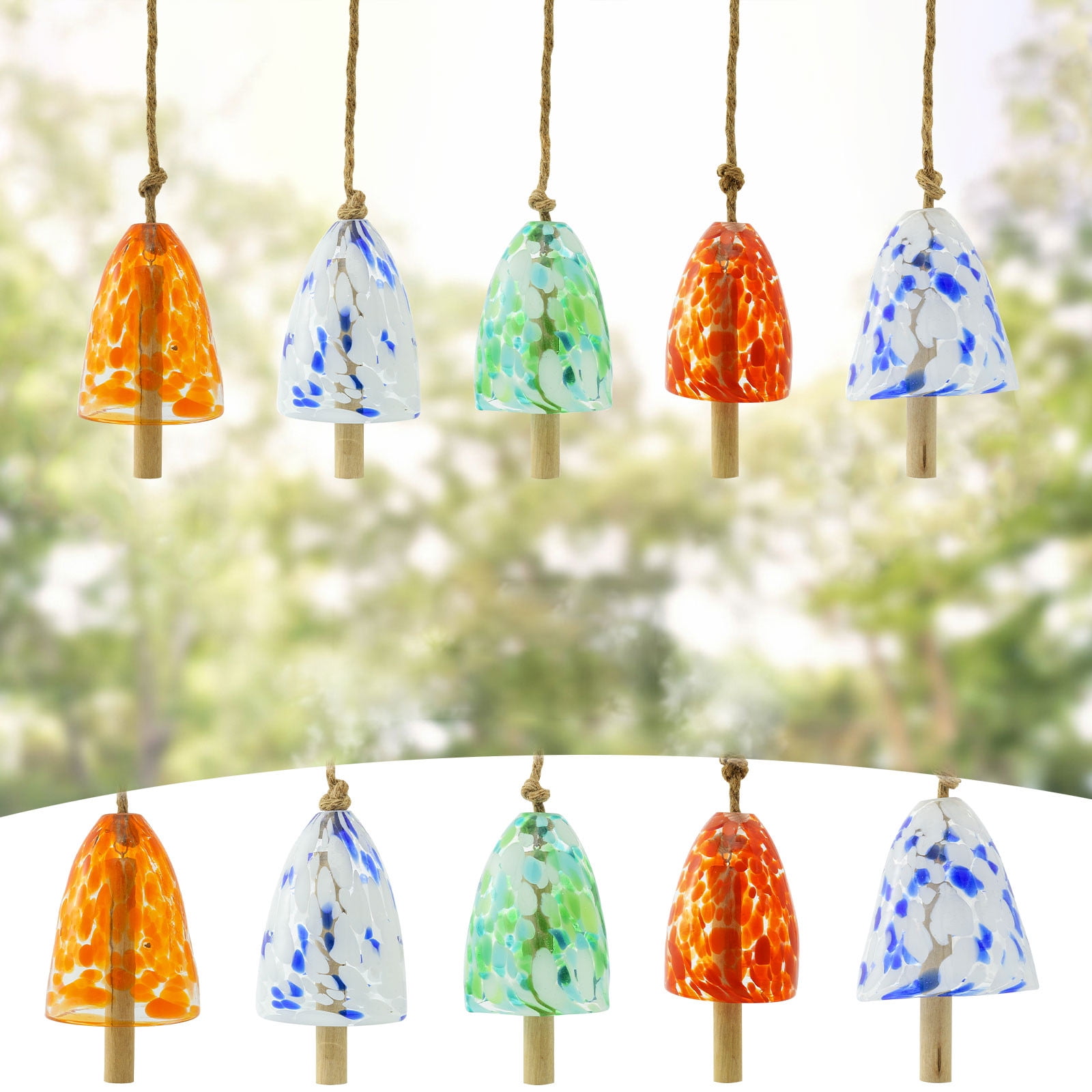 Glass Wind Chime Colorful Polka Dot Patterns | Wooden Beaters for ...