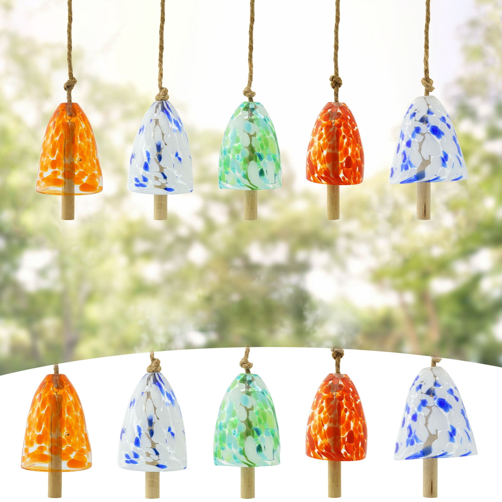 Glass Wind Chime with Colorful Polka-Dot Pattern | Wooden Beaters for ...