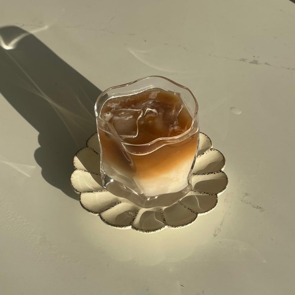 Glass Wine Cup, Clear Irregular Wavy Glass Cup, Coffee Matcha Cup ...